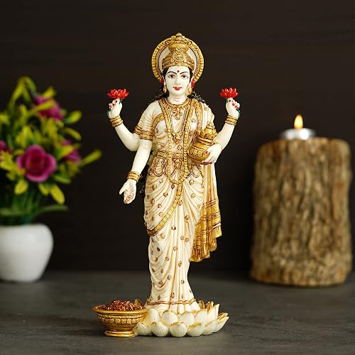 Large Standing Goddess Lakshmi Idol Maa Laxmi Blessing Murti for Pooja ...