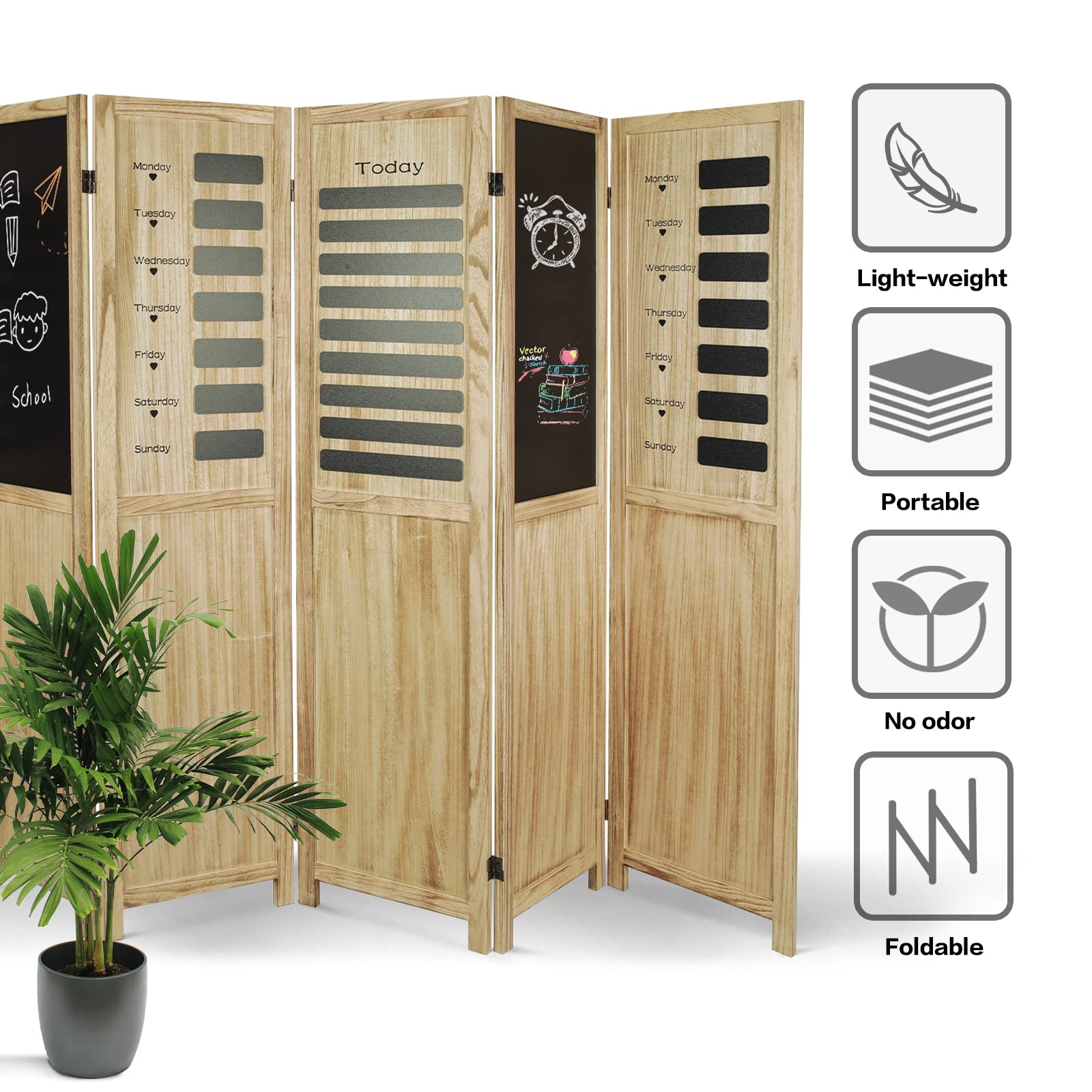 Mua ECOMEX 6 Panel Room Divider with Chalkboard Panels, 5.6Ft Tall ...