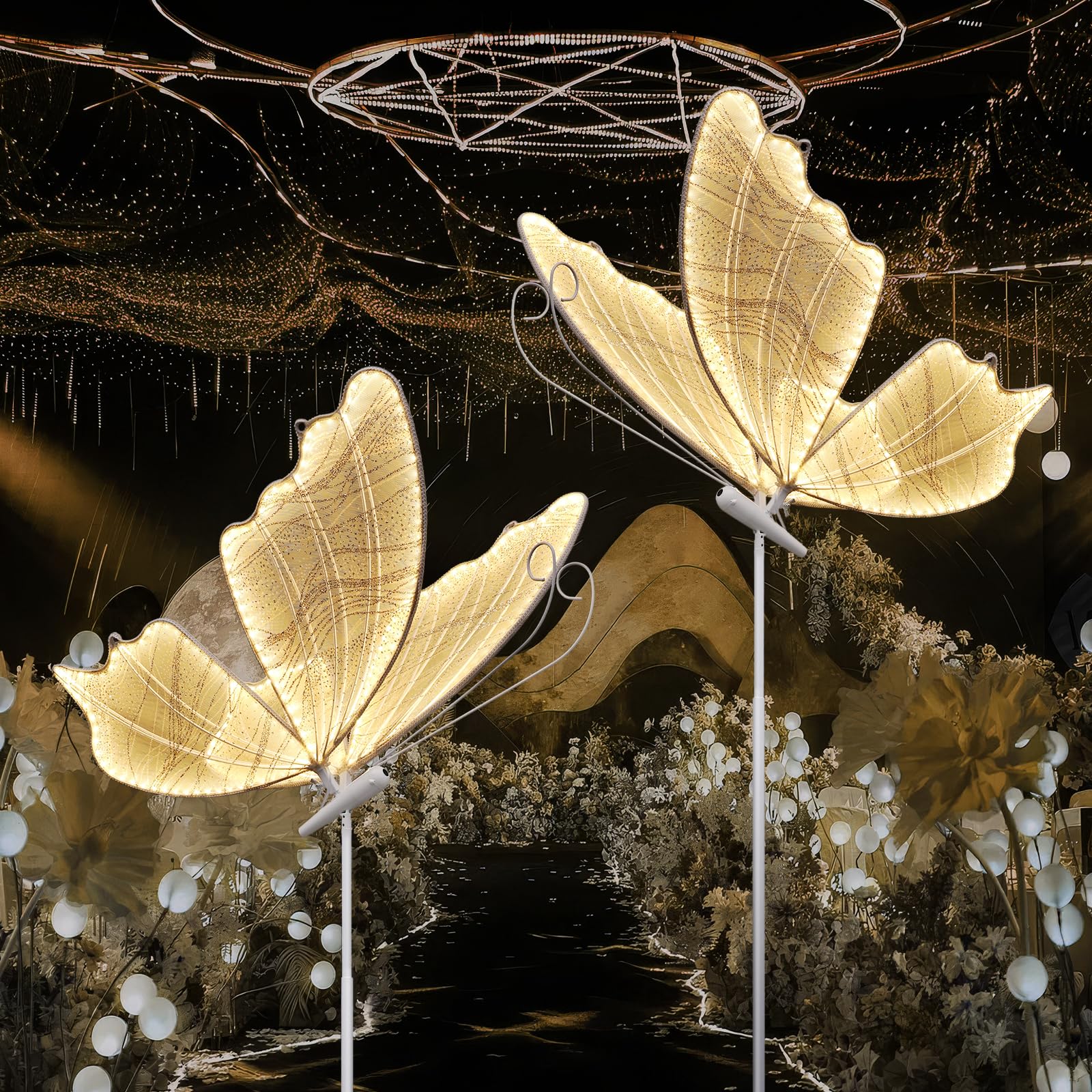 Wedding Butterfly LED Floor Lamp: Hanging Butterfly White Color Ceiling ...