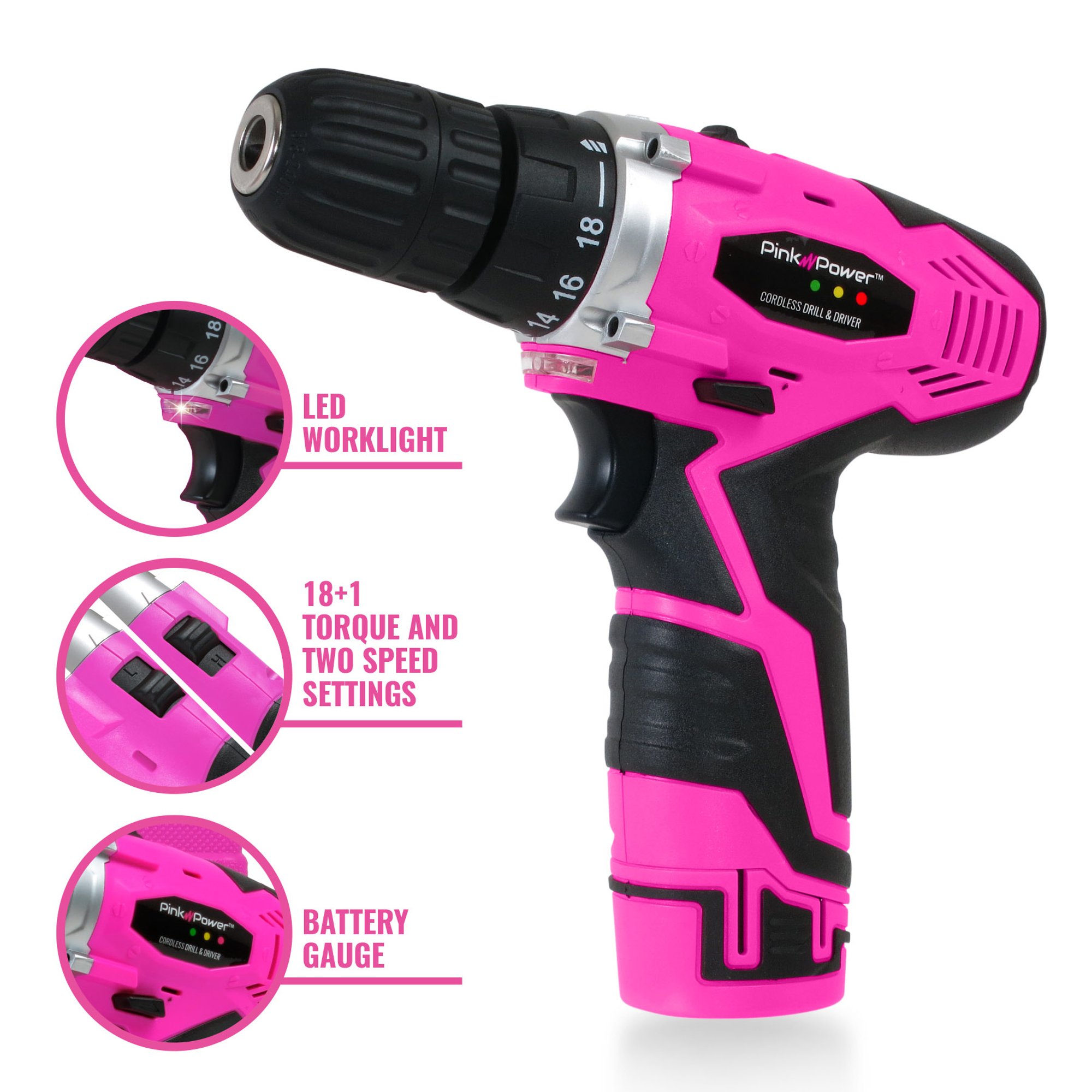 Mua Pink Power Pink Drill Set for Women - 12V Li-Ion Pink Cordless ...