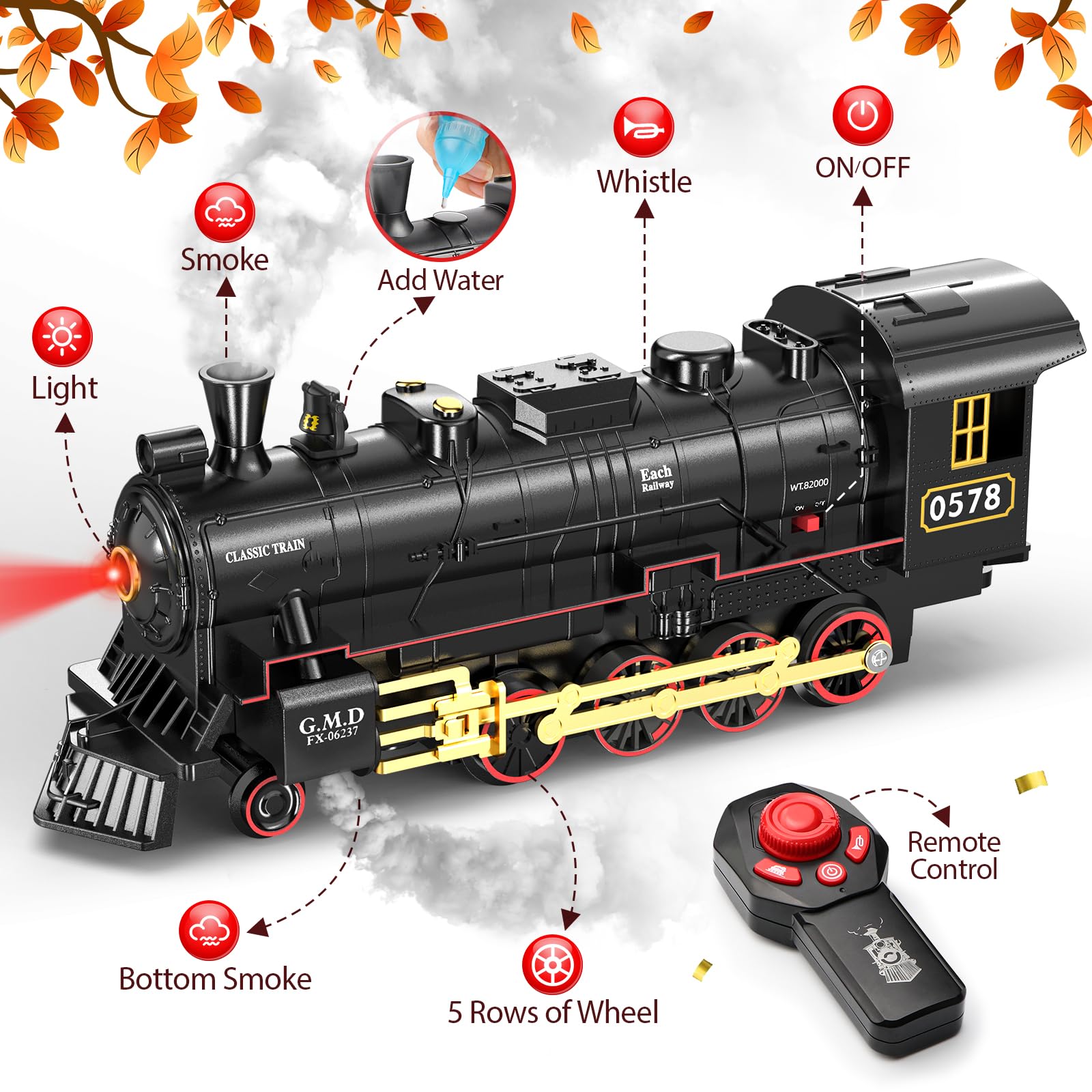 Mua Hot Bee Train Set for Boys,RC Train Sets w/Steam Locomotive,Light ...