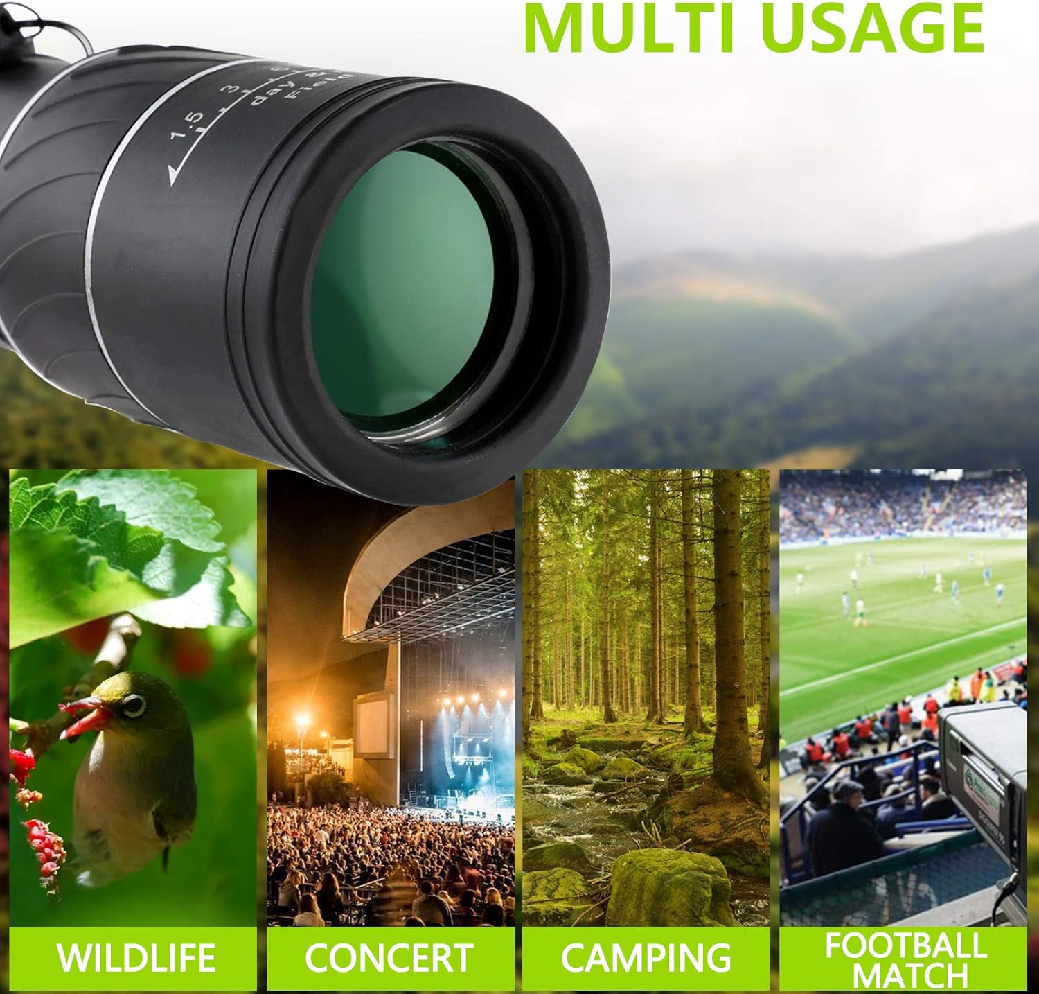16×52 Monocular Telescope, Dyna-Living Upgraded HD BAK4 Monocular Scope ...