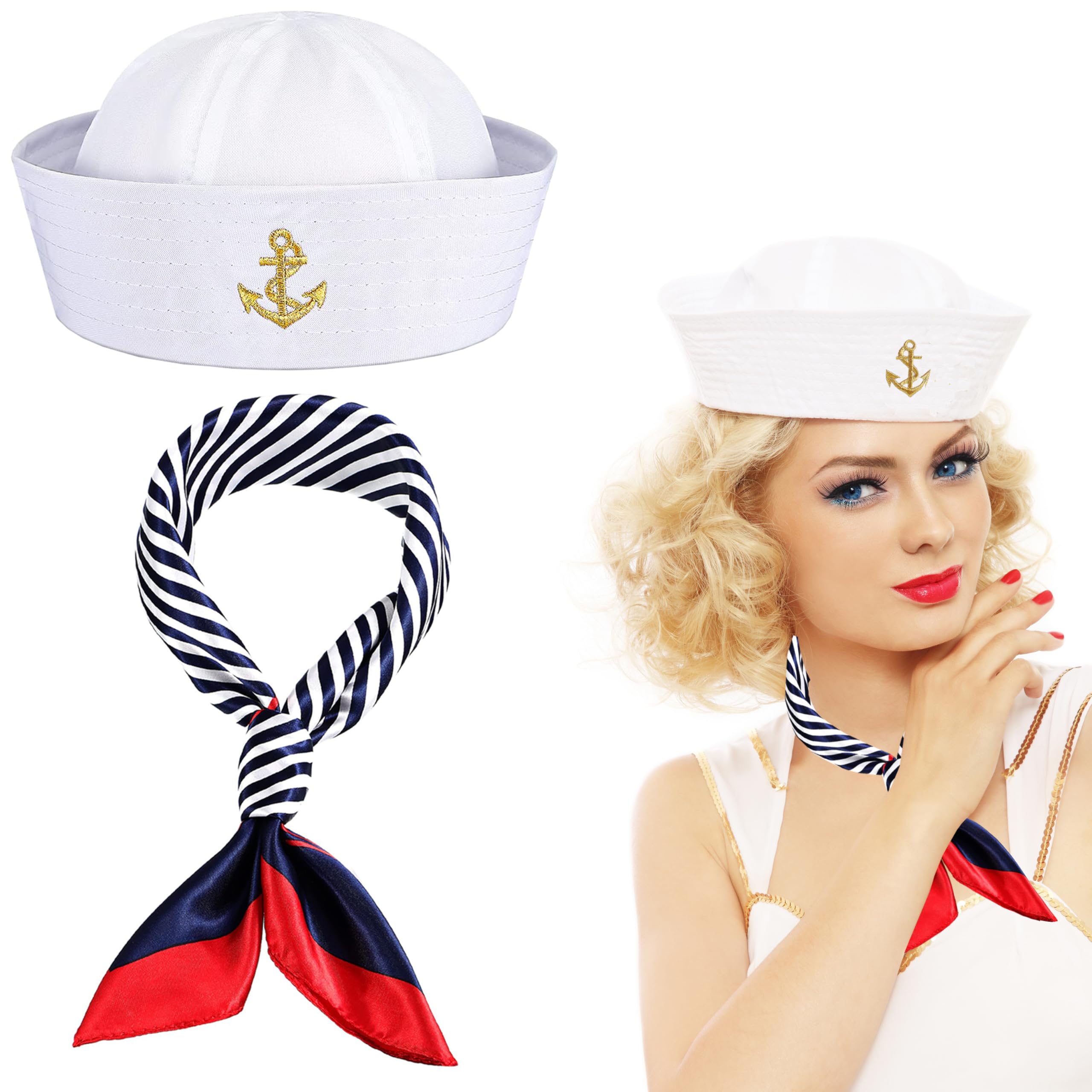 Silor Costume Yacht Captain Hat Sailor Ship Cap Boat Scarf Sunglasses ...