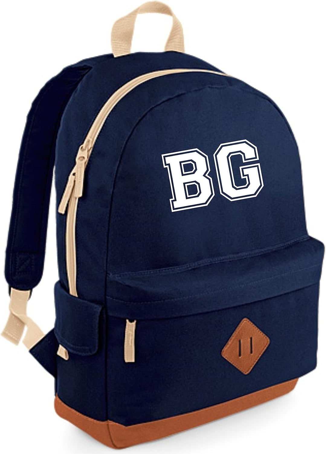 PERSONALISED Initials in Varsity Font' Navy Heritage Backpack: Amazon ...