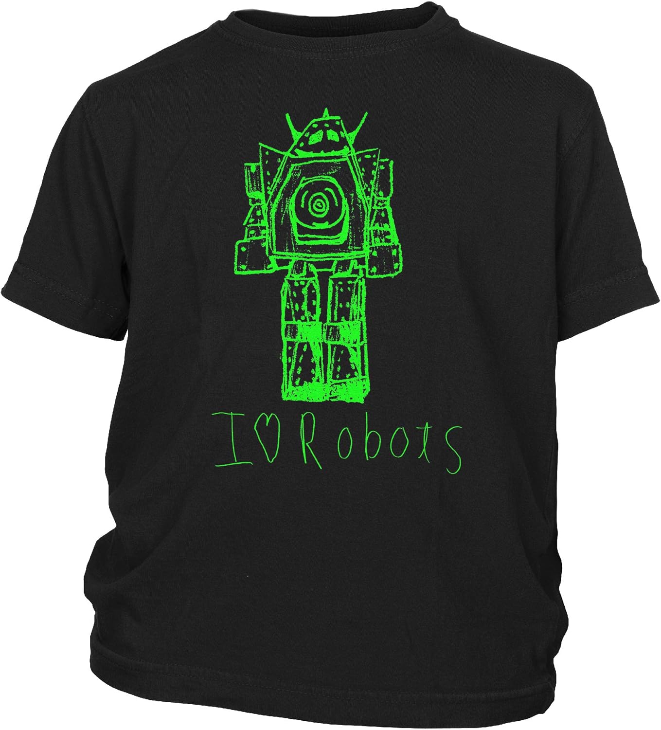Fluo Green Retro Robot - I Love Robots Kids Style Toy Robot - Boys T ...