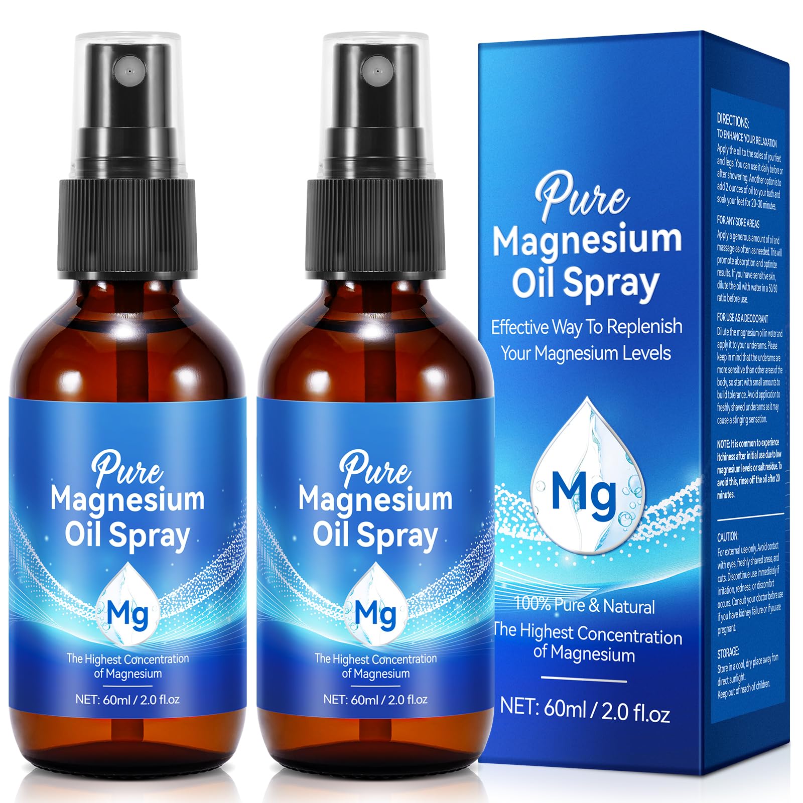 Mua Pure Magnesium Oil Spray 2 Pack, Organic Magnesium Spay for Feet ...