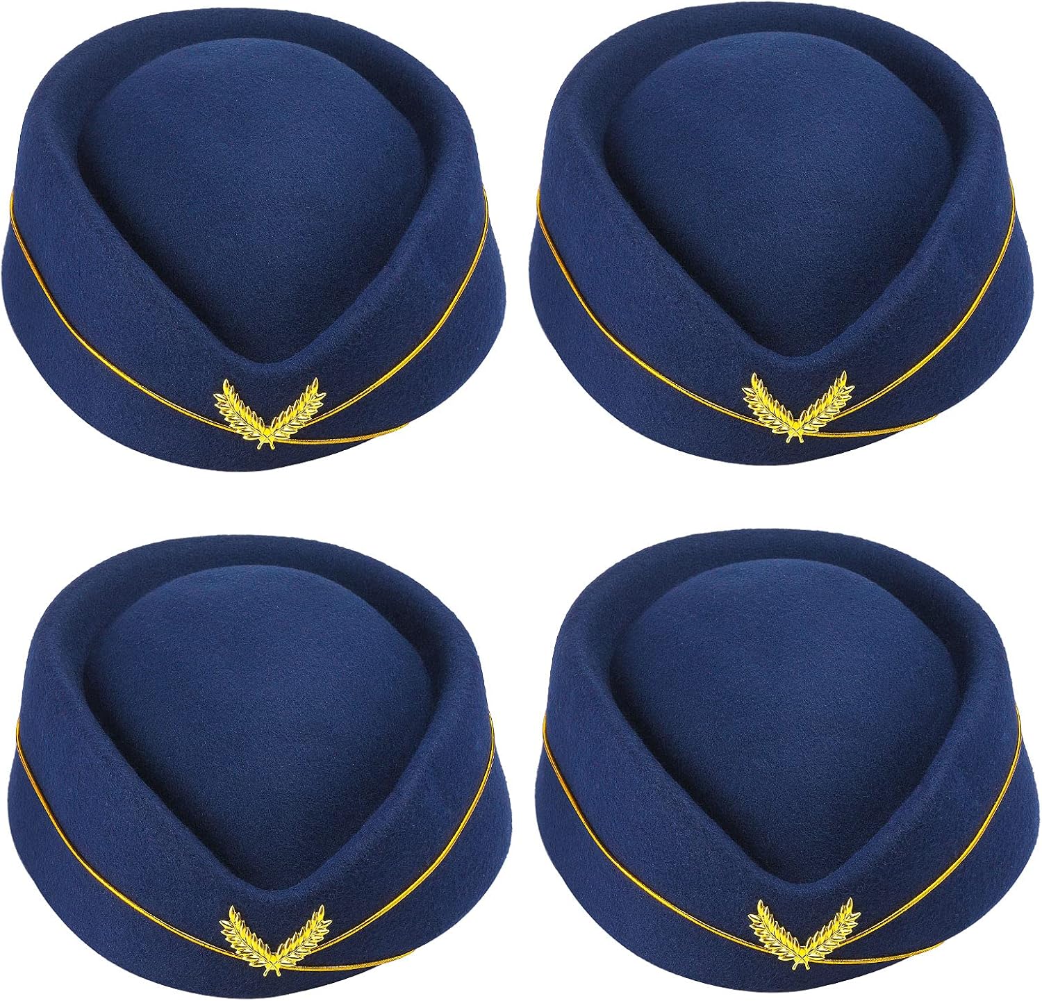 Yewong 4 Pieces Stewardess Hat Woolen Flight Attendant Air Hostess Hat ...