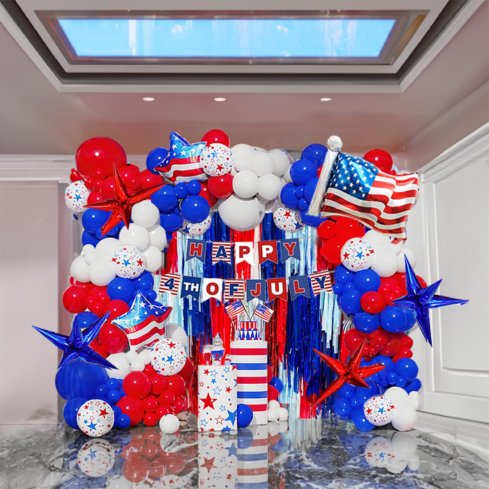 Patriotic Red White and Blue Balloon Garland Kit 119 pcs with Star ...