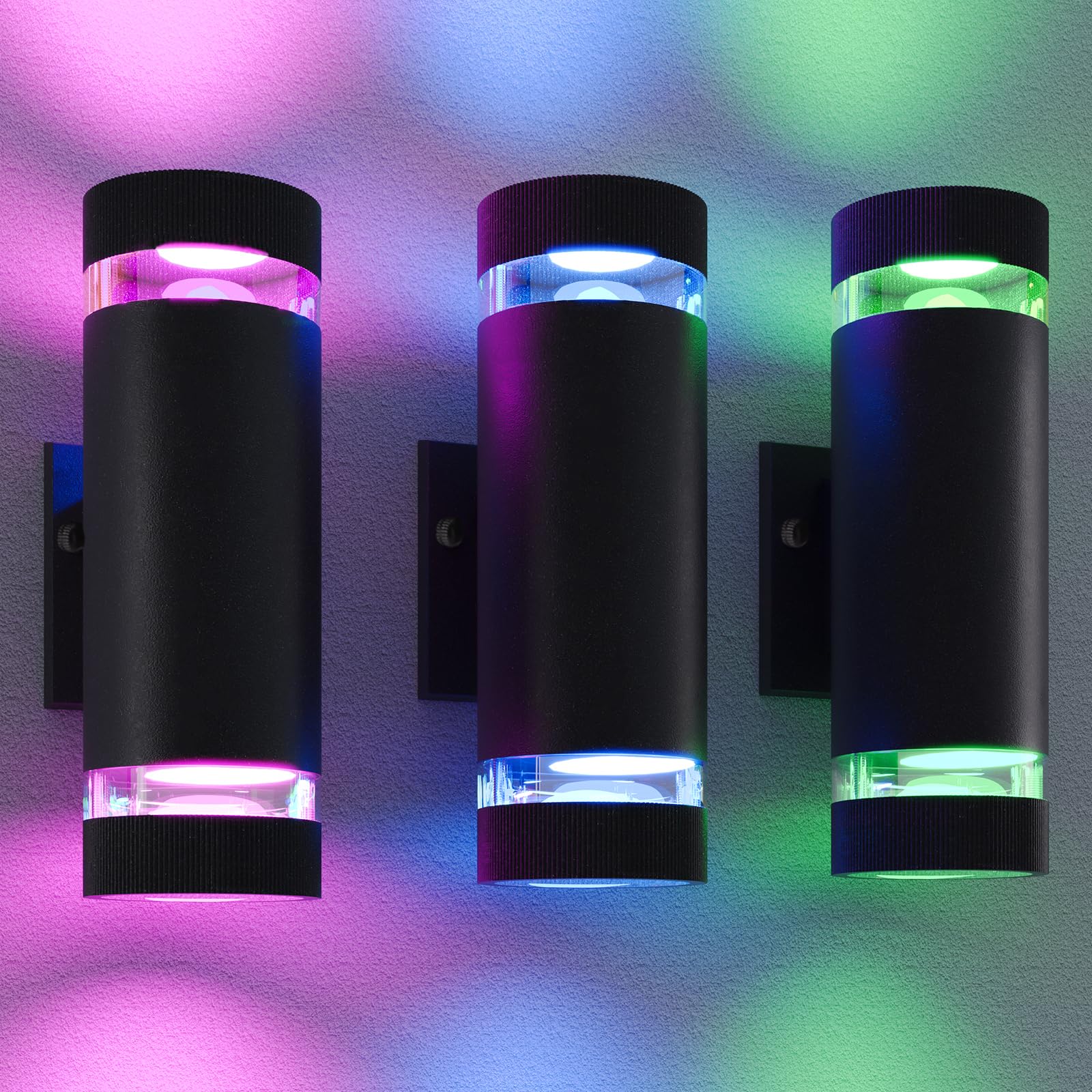 wowlite RGB Up and Down Lights Outdoor Wall Sconce, Smart Exterior ...