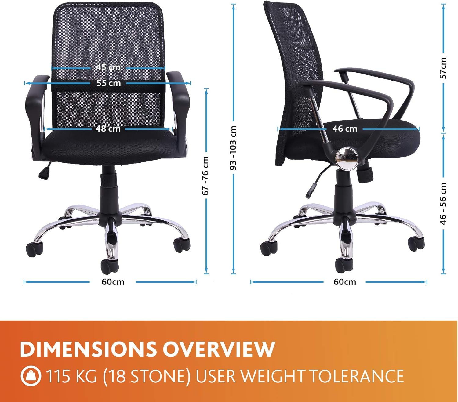 Office Essentials Office Chair with Arms, Adjustable Office Desk Chair ...
