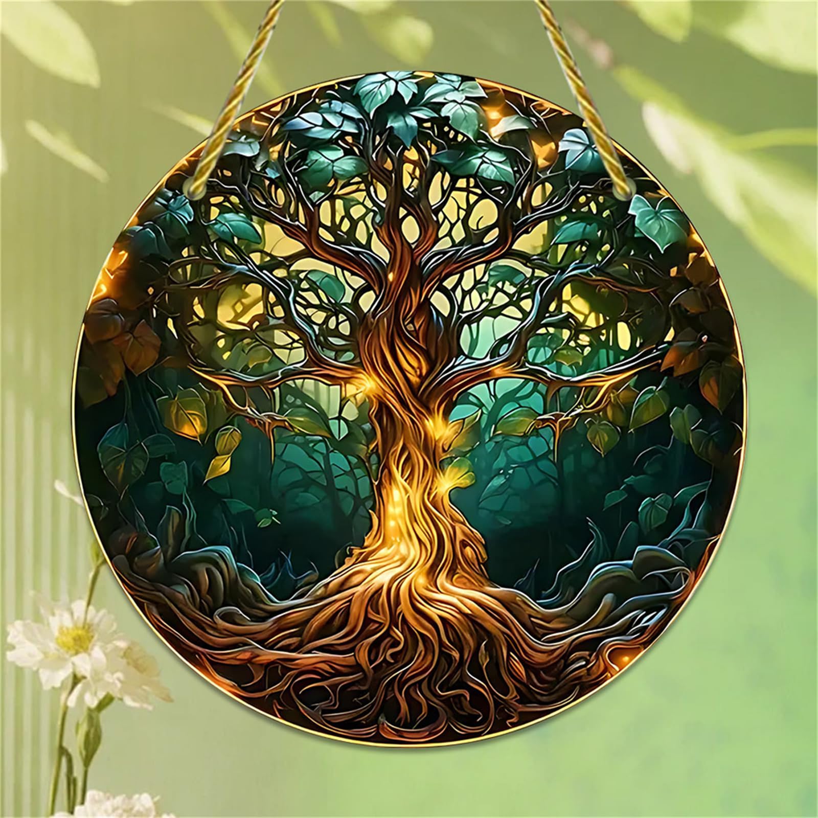 WOHAHA Tree of Life Suncatchers for Windows Large Round Stained Window ...