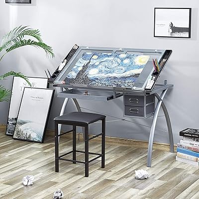 Kealive Adjustable Drafting Table with Glass Top, Nepal | Ubuy