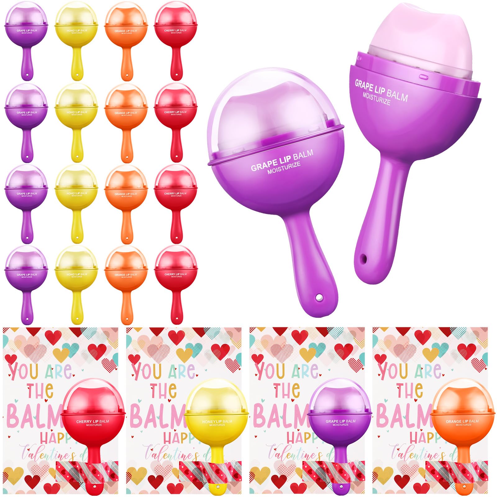 Dimsile 48 Sets Lip Balm with Card Lollipop Candyland Theme Party Team ...