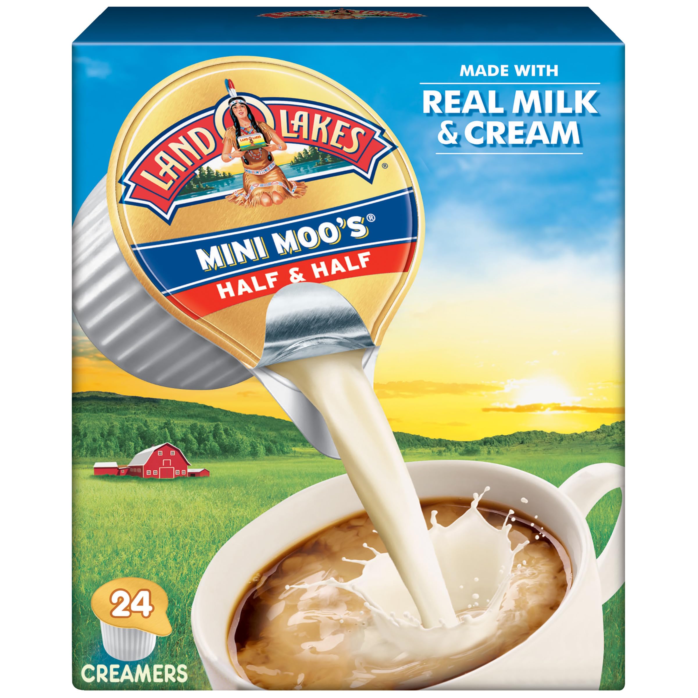 Land O Lakes Mini Moo’s Half & Half Creamer Singles, Shelf-Stable, 24 ...