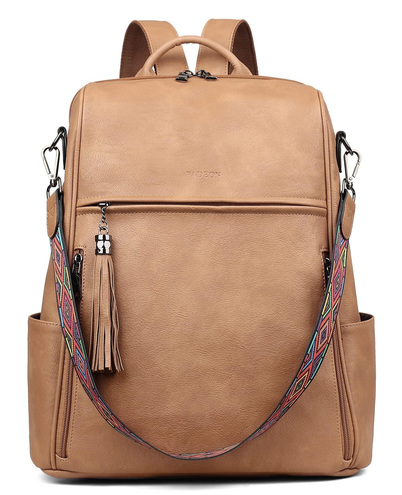 FADEON Leather Laptop Backpack for Women Designer 15.6 inch PU Laptop ...