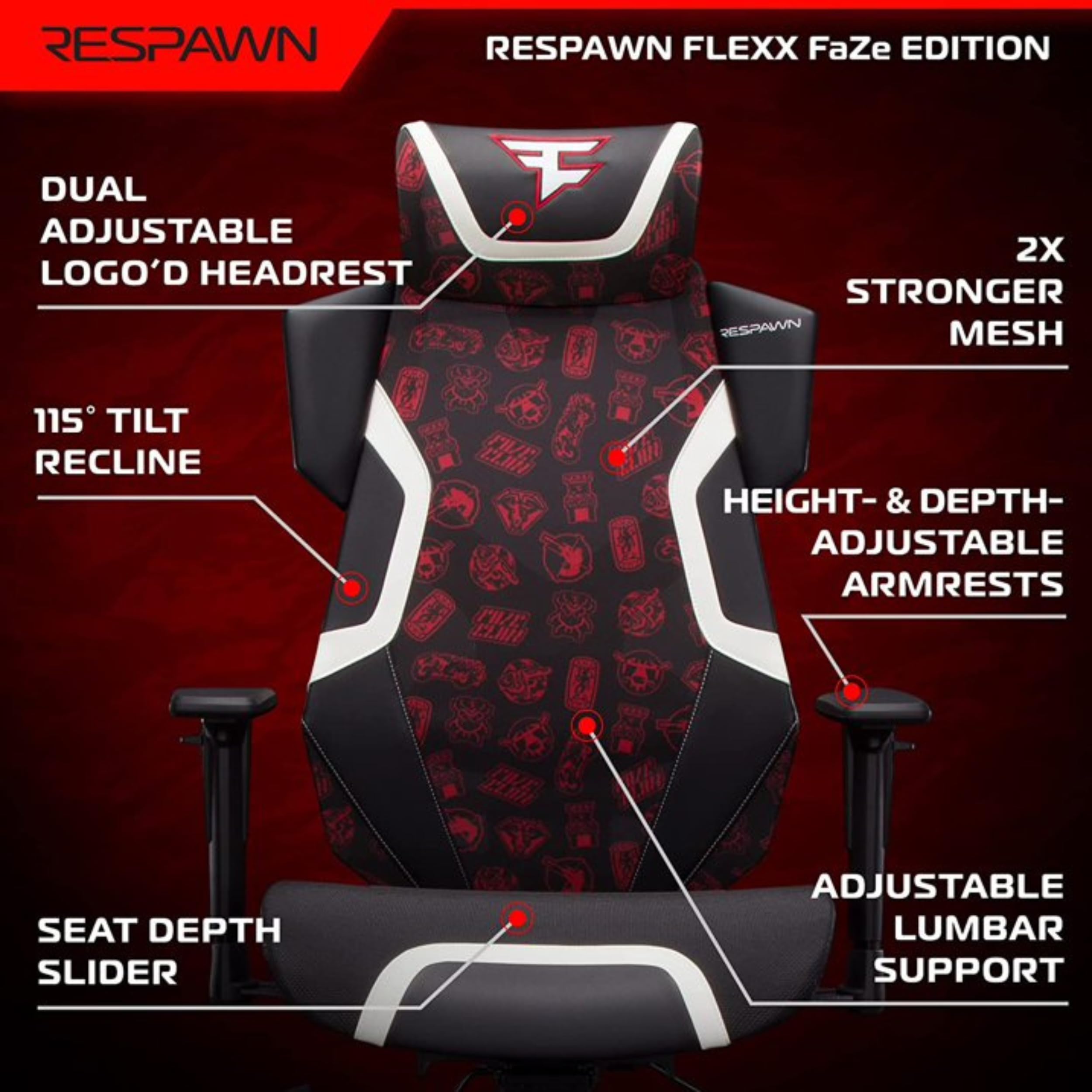 Mua FLEXX FaZe Clan Mesh Gaming Chair With Lumbar Support, Ergonomic ...