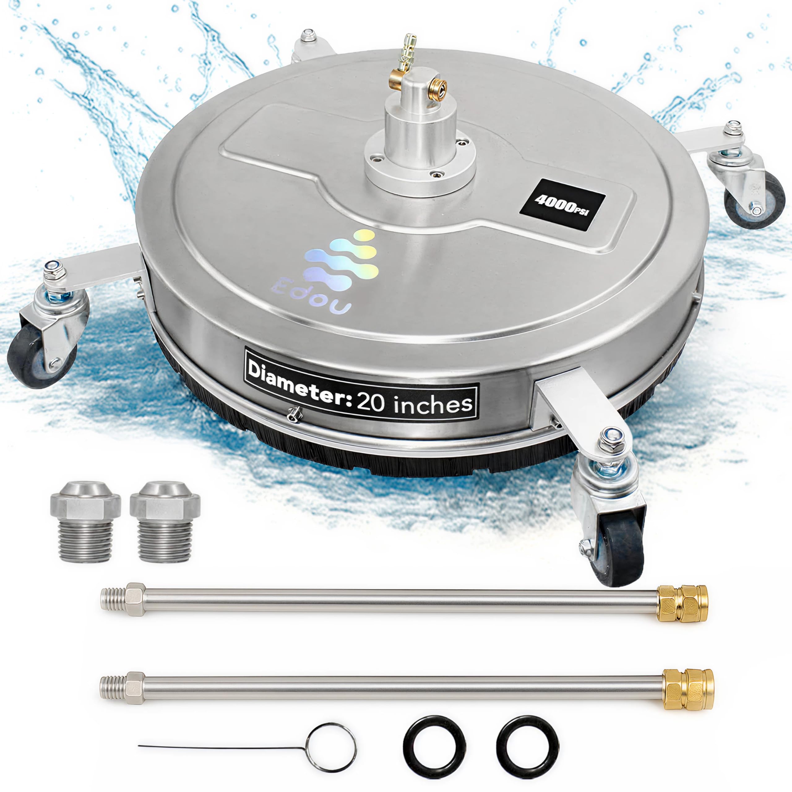 EDOU Pressure Washer Surface Cleaner - 20-Inch Stainless Steel Cleaner ...