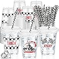 Amazon.com: FoldTier 50 Pcs Checkered Racing Party Plastic Cup 12 Oz ...