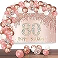 Amazon.com: Happy 80th Birthday Banner Backdrop Decorations with Confetti Balloon Garland Arch ...