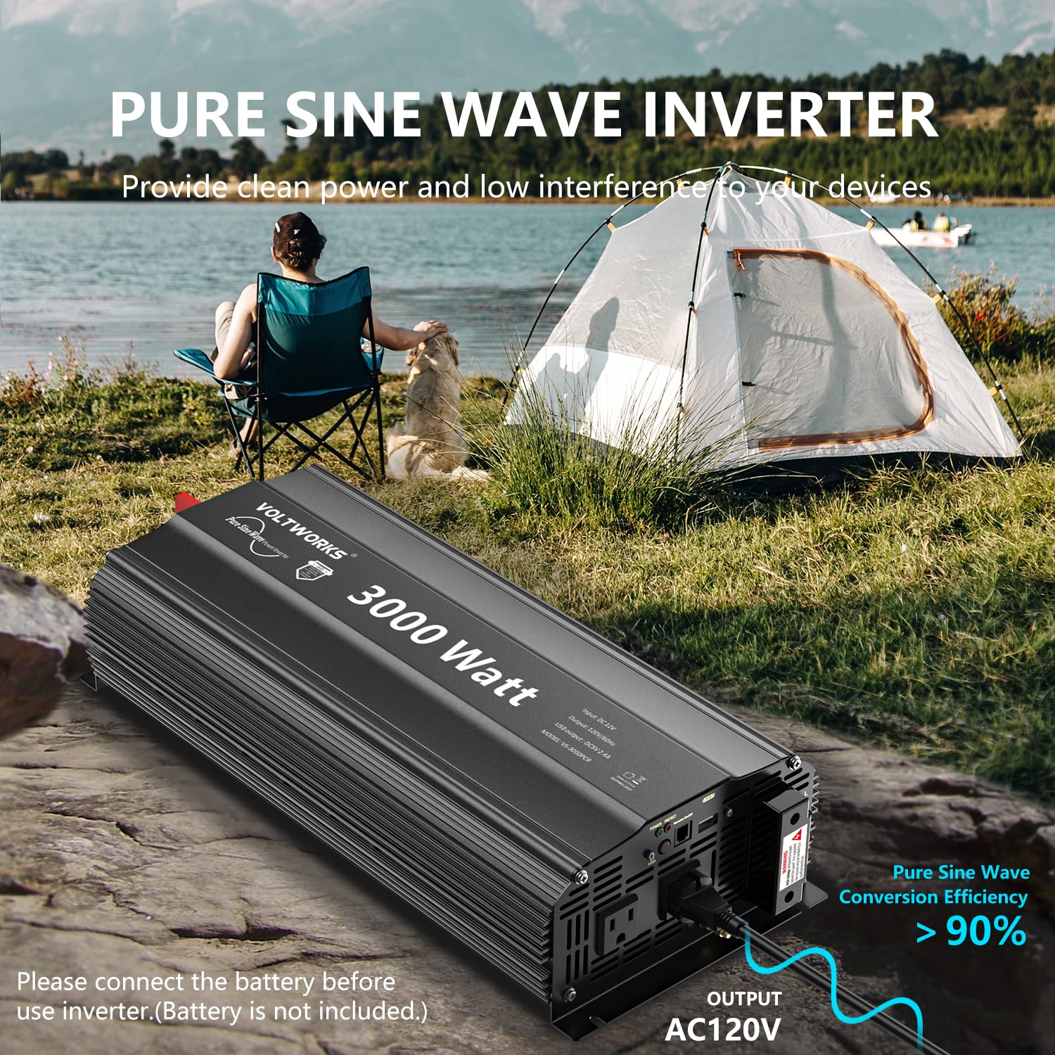 Mua 3000Watt Pure Sine Wave Inverter 12V DC to 110V 120V AC with UL ...