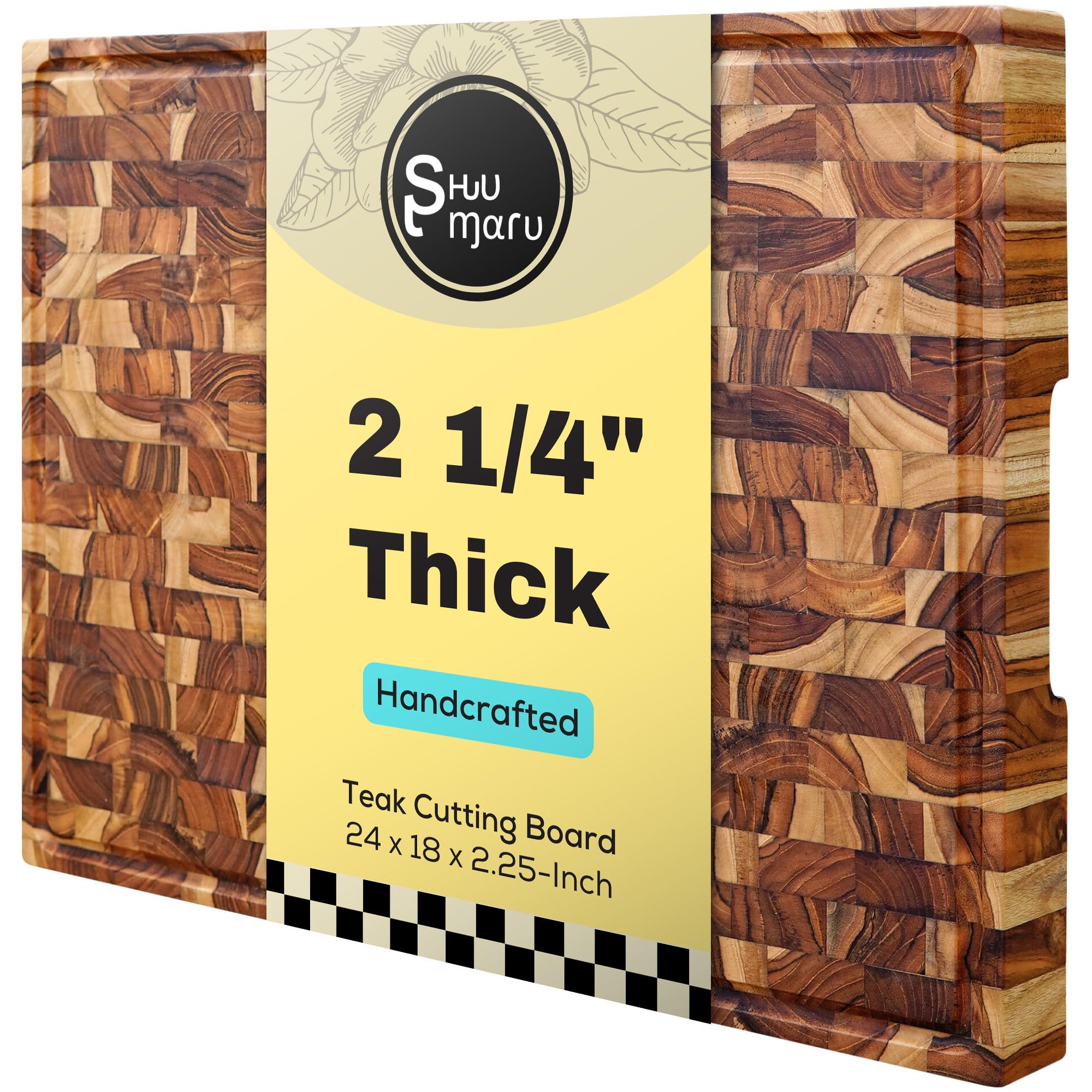 Shumaru Small End-Grain Butcher Block Cutting Board [1.5-Inch Thick, 12 ...
