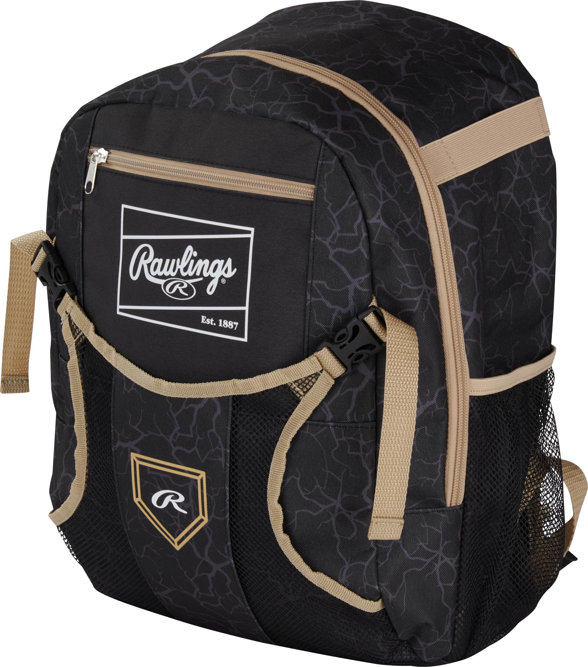 Rawlings | R200G T-Ball/Youth Backpack | Baseball/Softball |Black/Gold ...