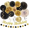Amazon.com: Black Gold Women-Men Birthday Party-decorations - 21pcs ...