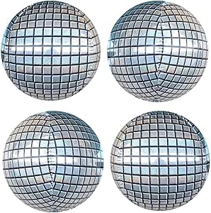 Amazon.com: 4Pcs 22inch Silver Graduation Disco Ball Balloon Hangable ...