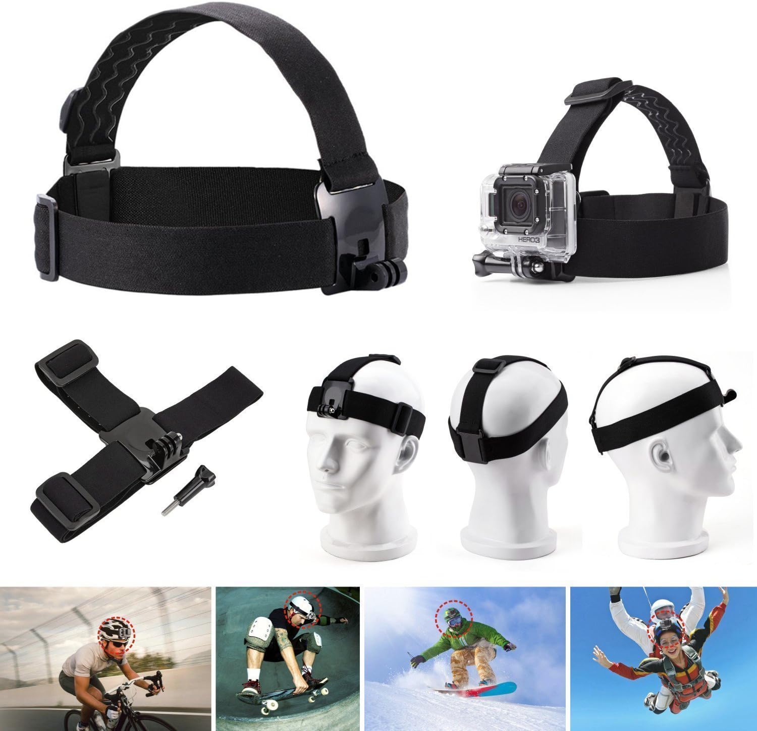 TEKCAM Action Camera Accessories Bundle Kit Head Strap Mount Chest ...