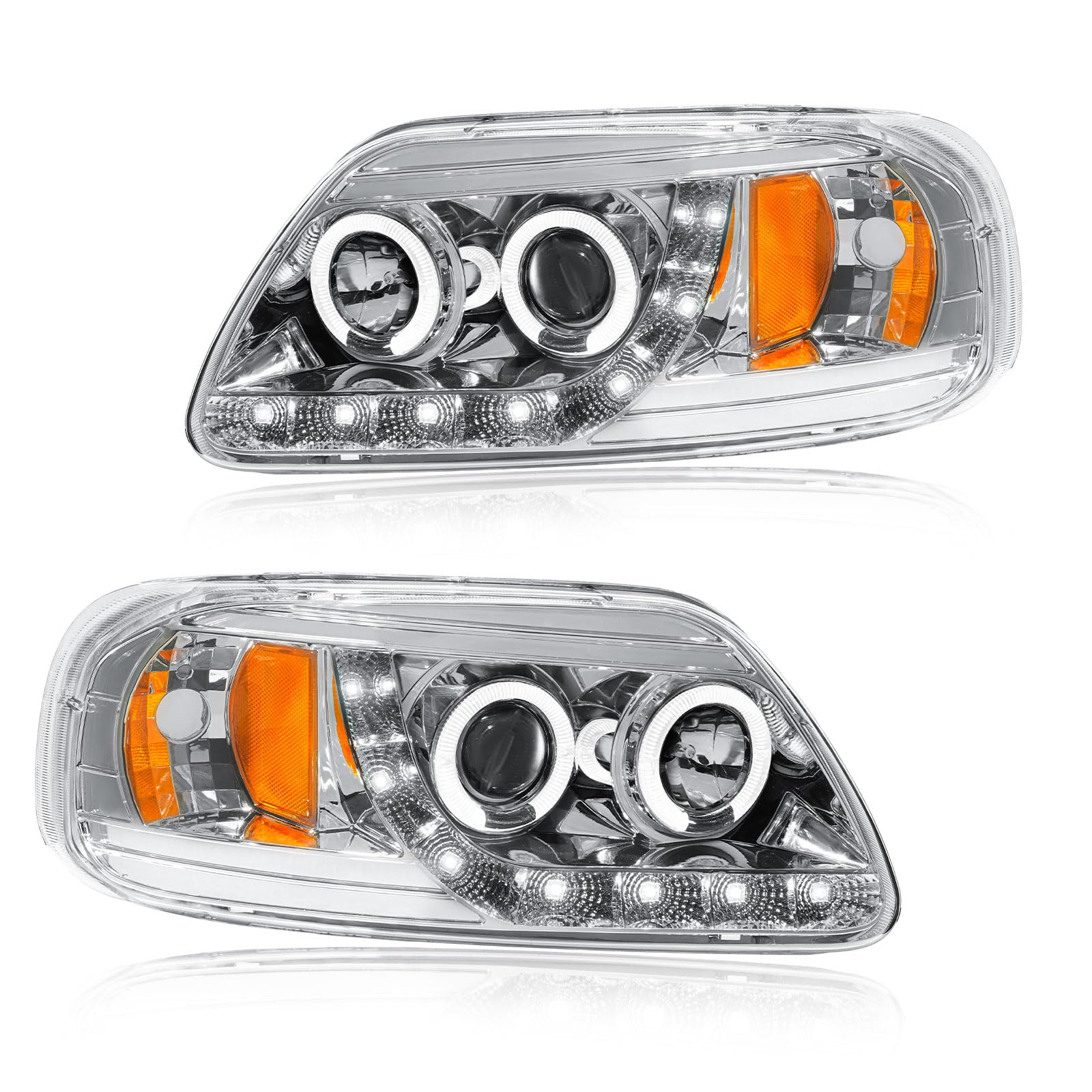 DimFlux LED DRL Headlight Assembly, Headlights Kit Compatible with 1997 ...