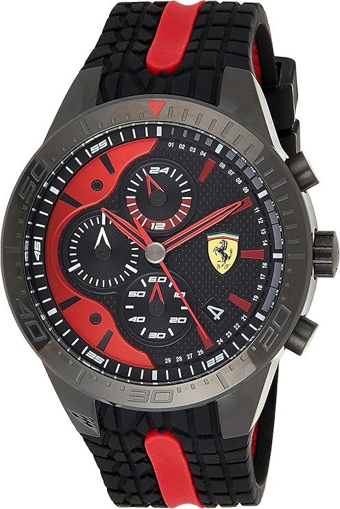 Scuderia Ferrari Mens Chronograph Quartz Watch with Silicone Strap ...