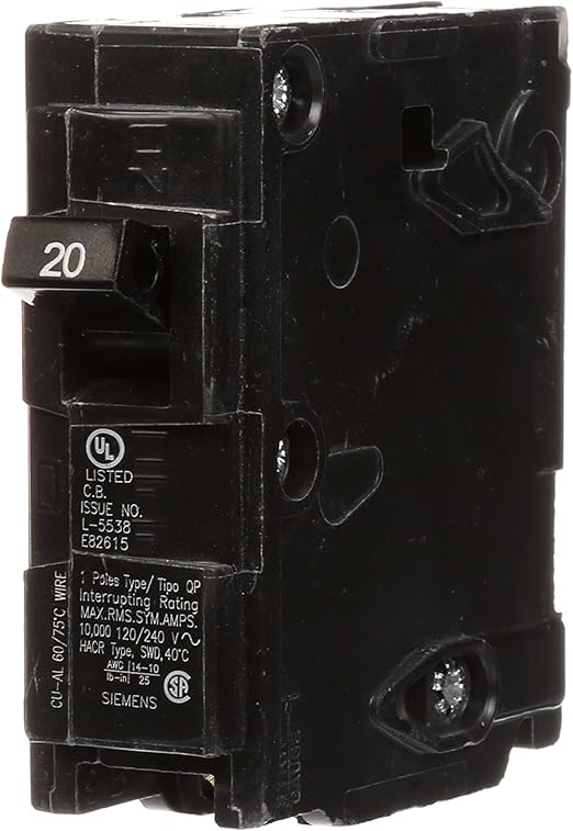Q120 20-Amp Single Pole Type QP Circuit Breaker: SIEMENS ENERGY: Amazon ...