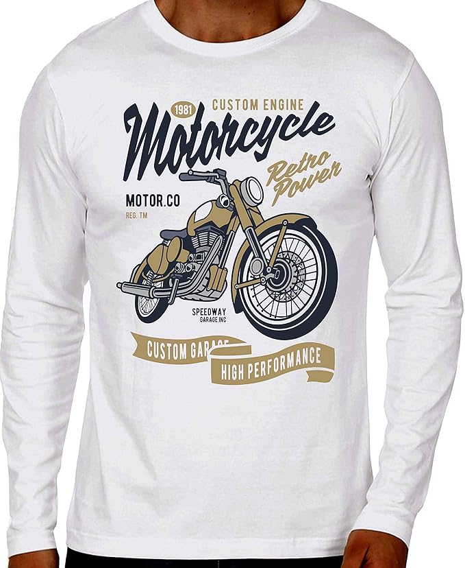 Buy Motorcycle Full Sleeve White Printed T Shirt for Men. Genuine and ...