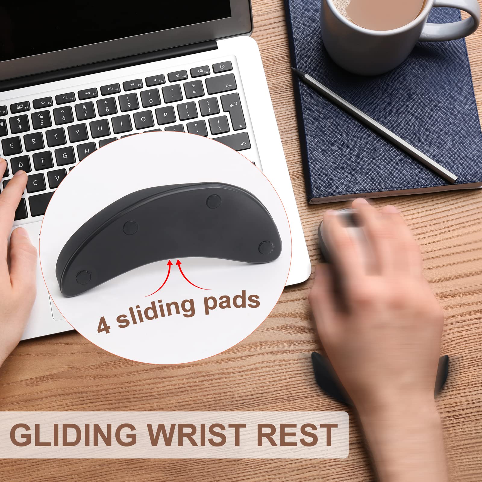 2 Pieces Ergonomic Mouse Wrist Rest Support, Gliding Wrist Rest Pad ...