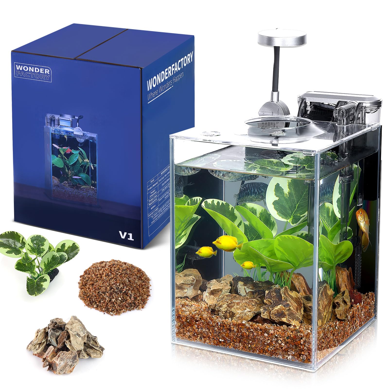 Mua Wonderfactory 1.5 Gallon Aquarium Fish Tank with HOB Filter and ...