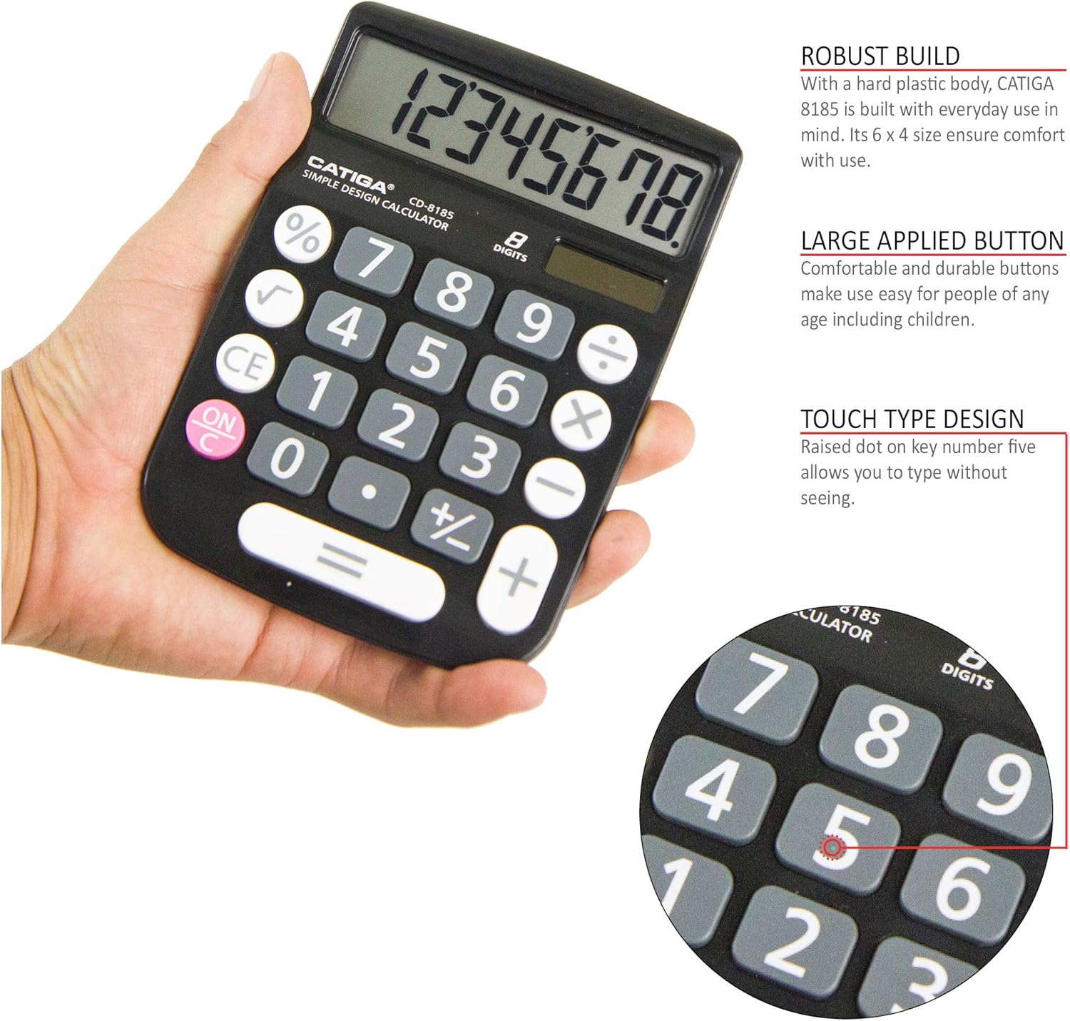 CATIGA CD-8185 Office and Home Style Basic Calculator - 8-Digit LCD ...