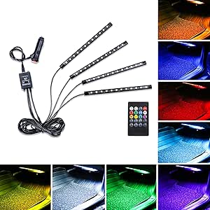Amazon.com: LivTee Car Led Interior Lights，4pcs 48 LED Multicolor Music ...
