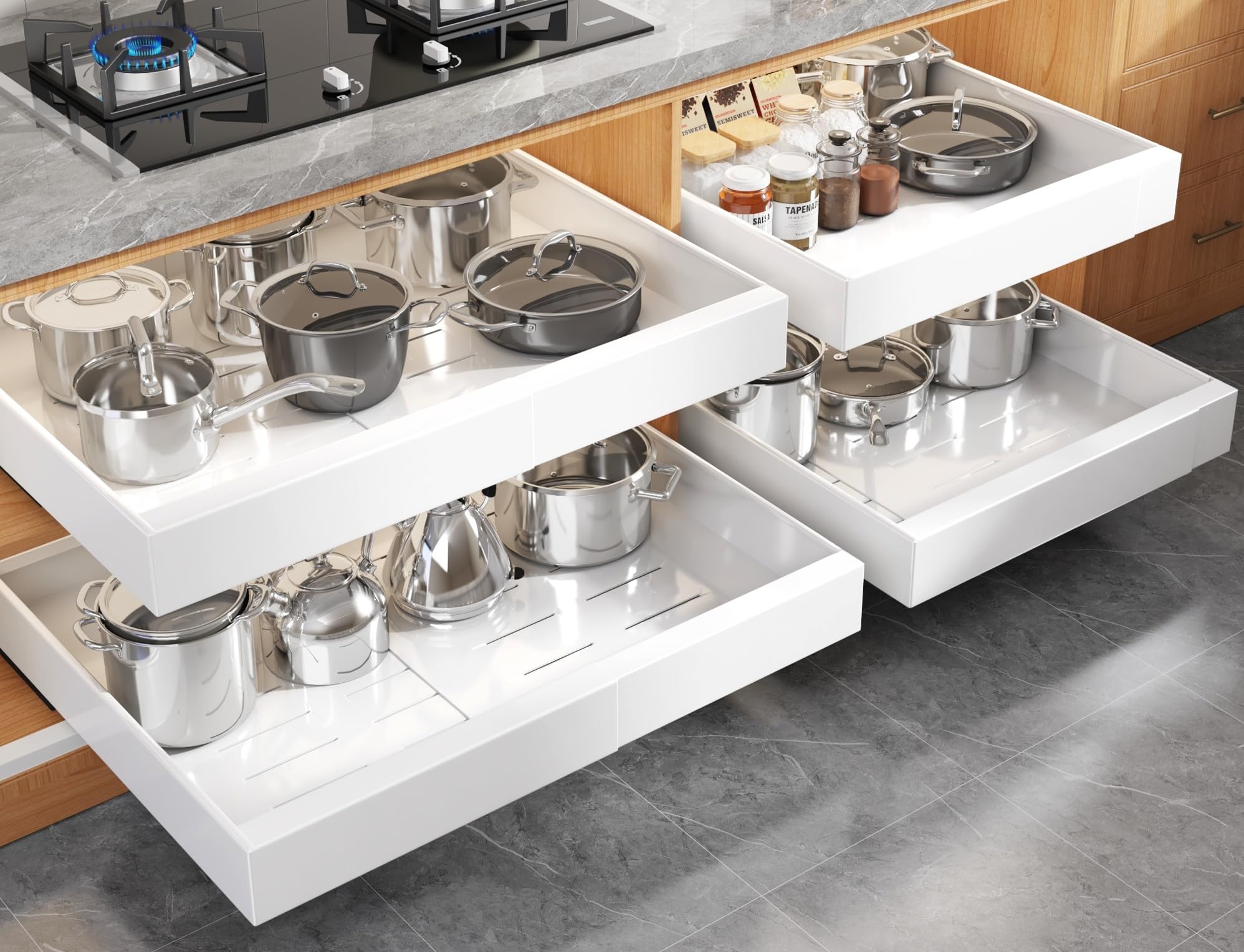 Seinloes 4 Pack Expandable Pull Out Cabinet Organizer 21"Deep With ...