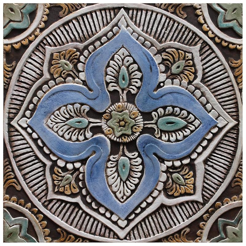 Amazon.com: Ceramic Tile with mandala design, Coastal decorMANDALA #5 ...