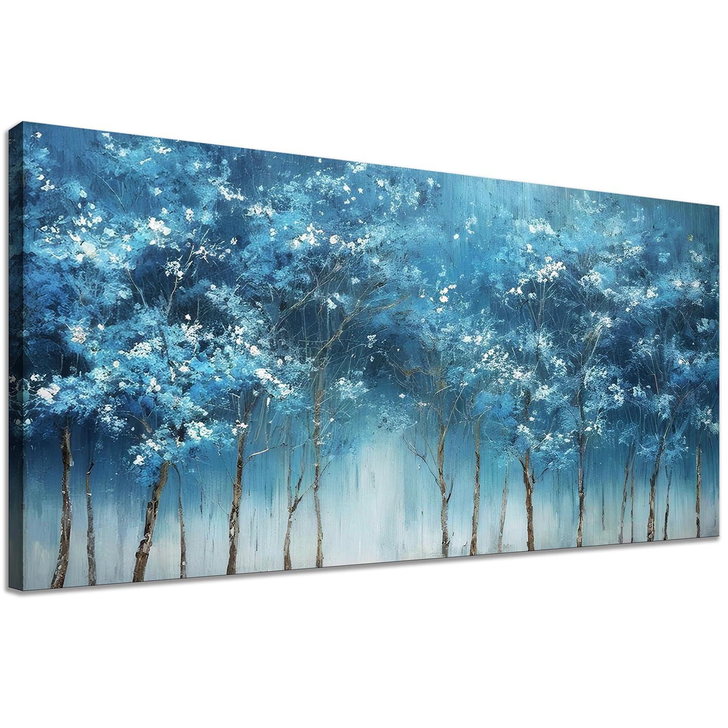 LKY ART Canvas Wall Art Blue Abstract Trees Motif Landscape Home Decor ...
