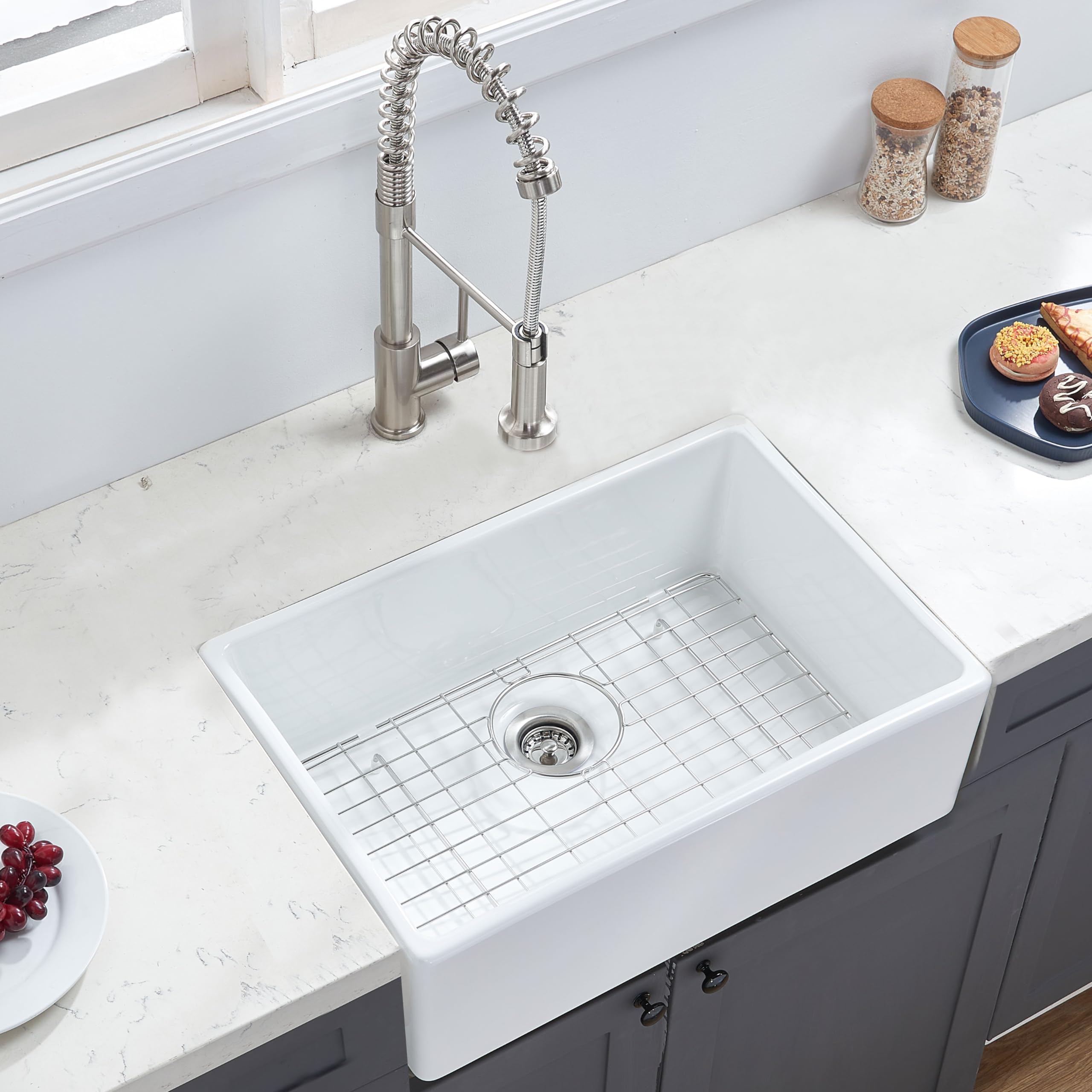 Mua 24 inch White Undermount Farmhouse Kitchen Sink, Single Bowl ...