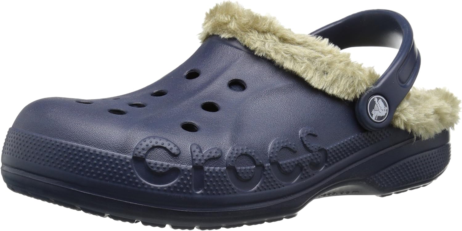 crocs de la Mujer Baya felpa forrado Zueco mula, la marina de guerra ...