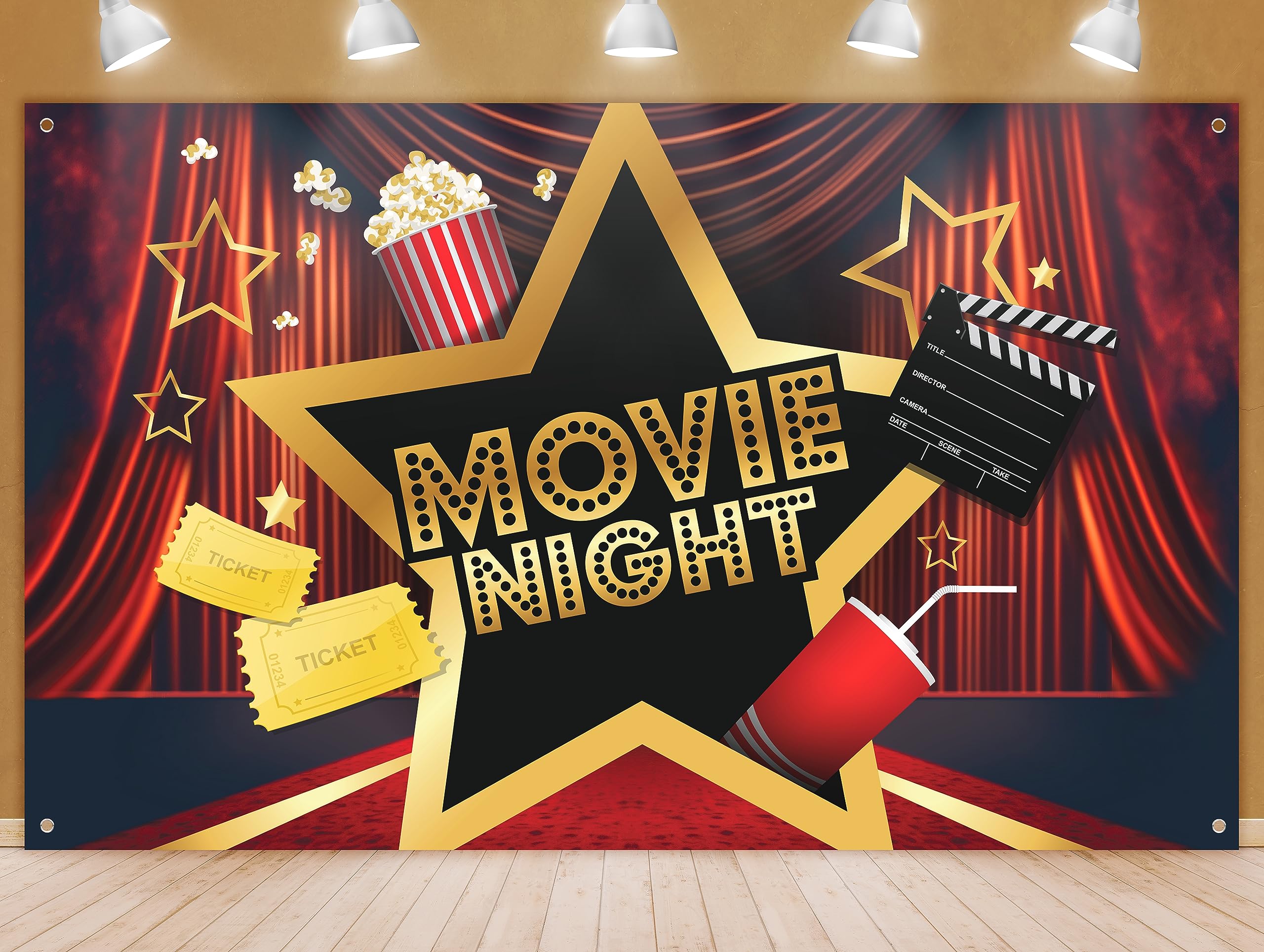 Mua Movie Night Party Backdrop - Cinema Theme Photography Background ...