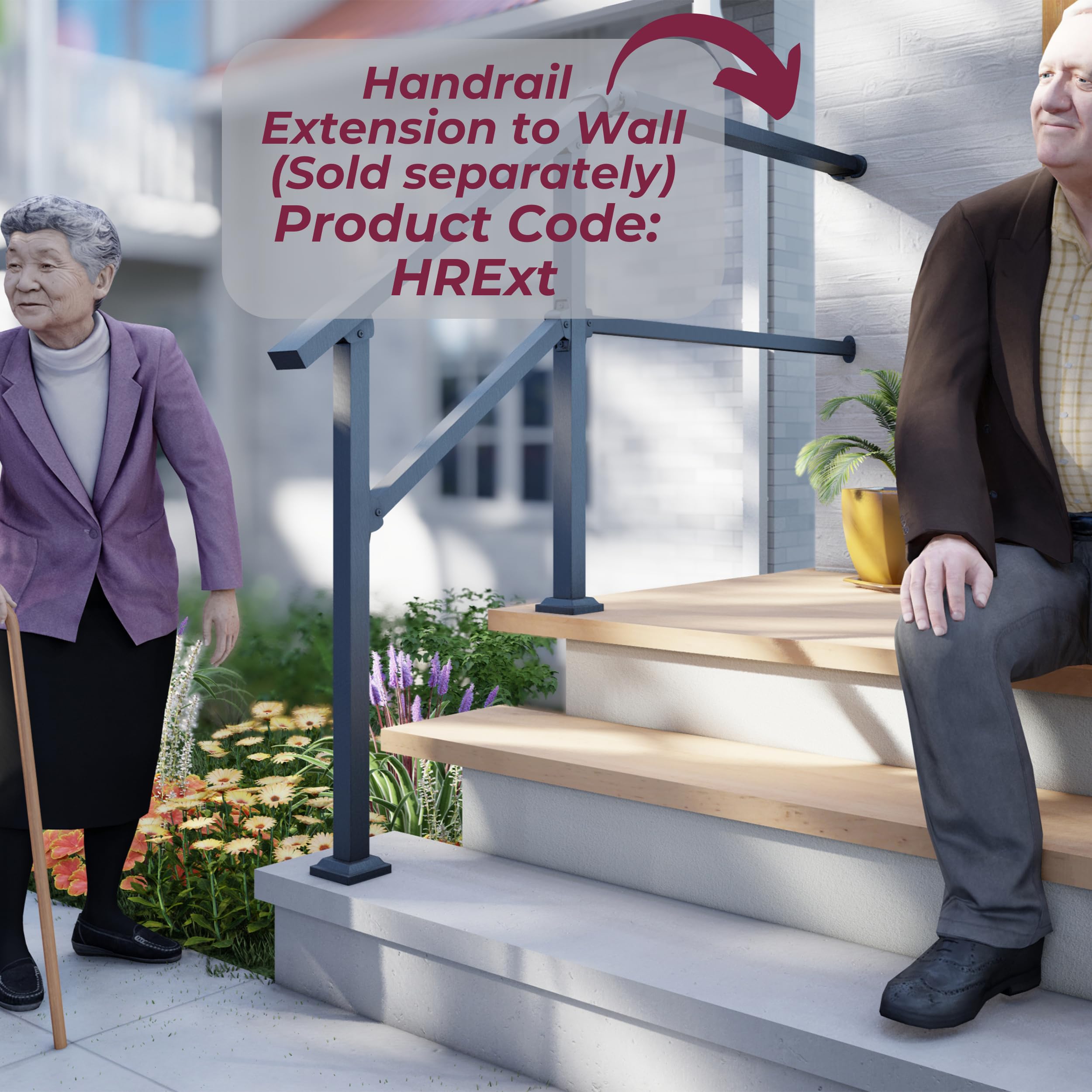 Mua CHR Fence & Rail Hand Rails for Outdoor Steps, 3 Step Handrail & Indoor Stair Railing Kit ...