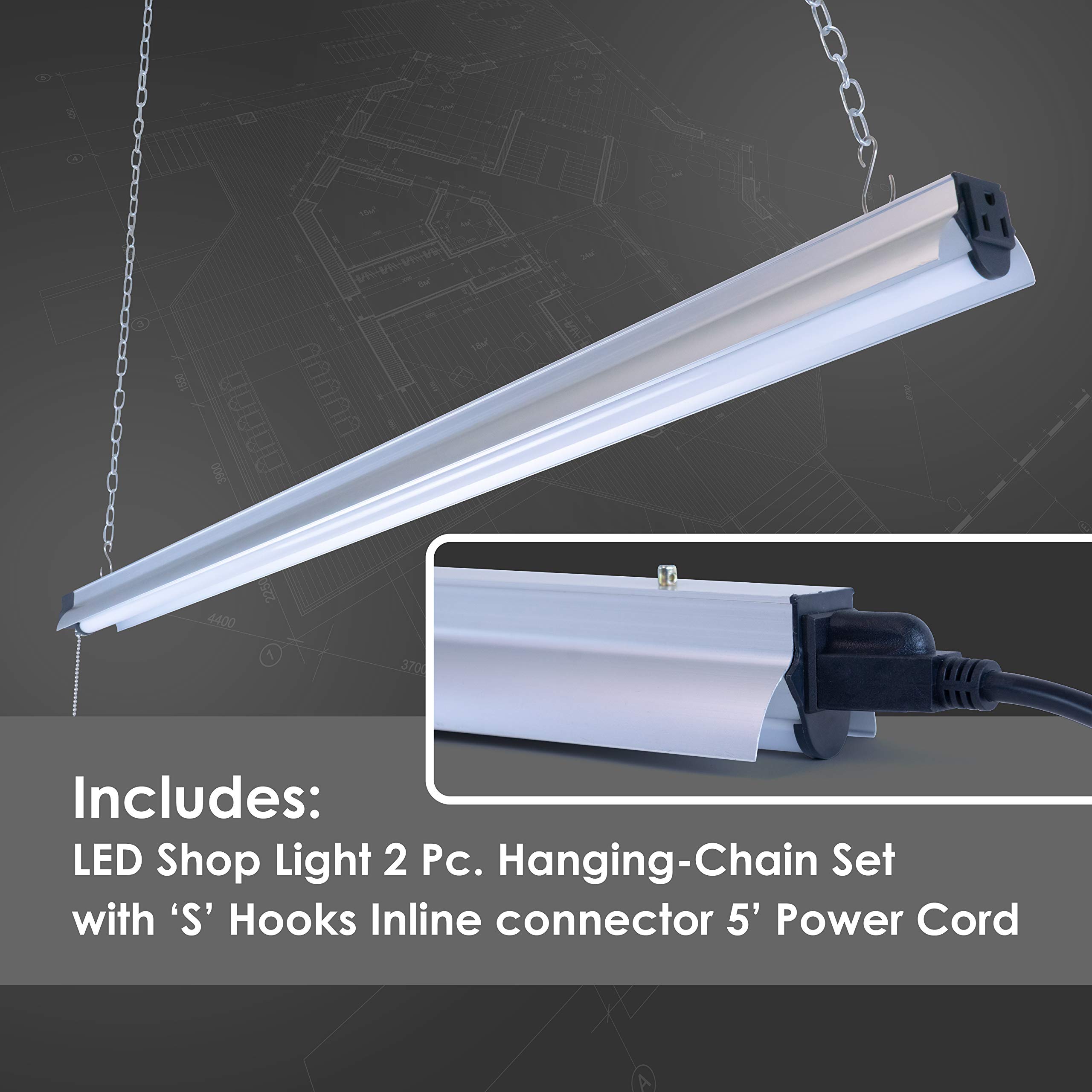 Newhouse Lighting 4FT LED Shop Light, 55W (225W Equivalent), 5000 Lumens, 4000K Linkable Garage ...