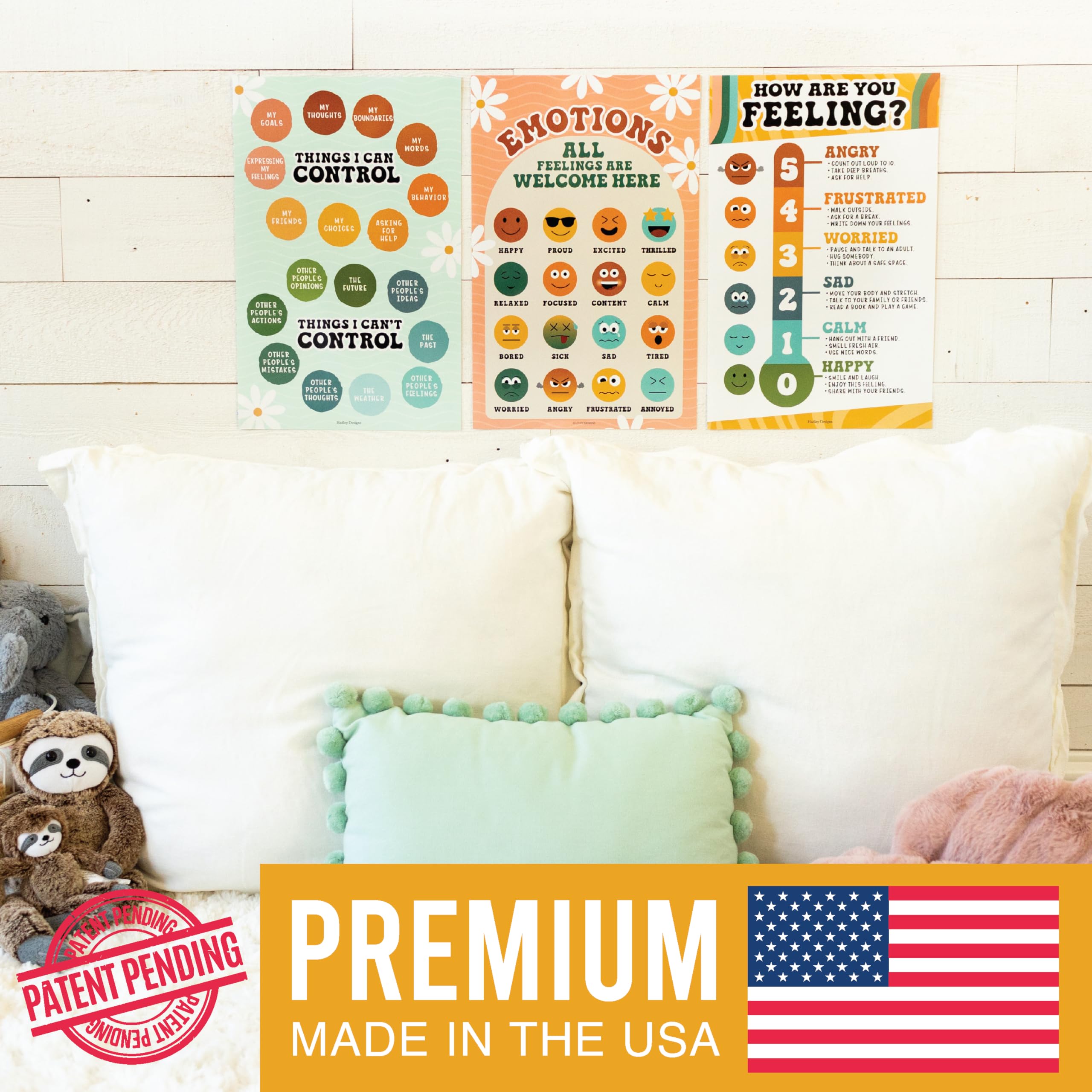 Mua Hadley Designs 4 Retro Feelings Chart For Kids Learning Posters For ...