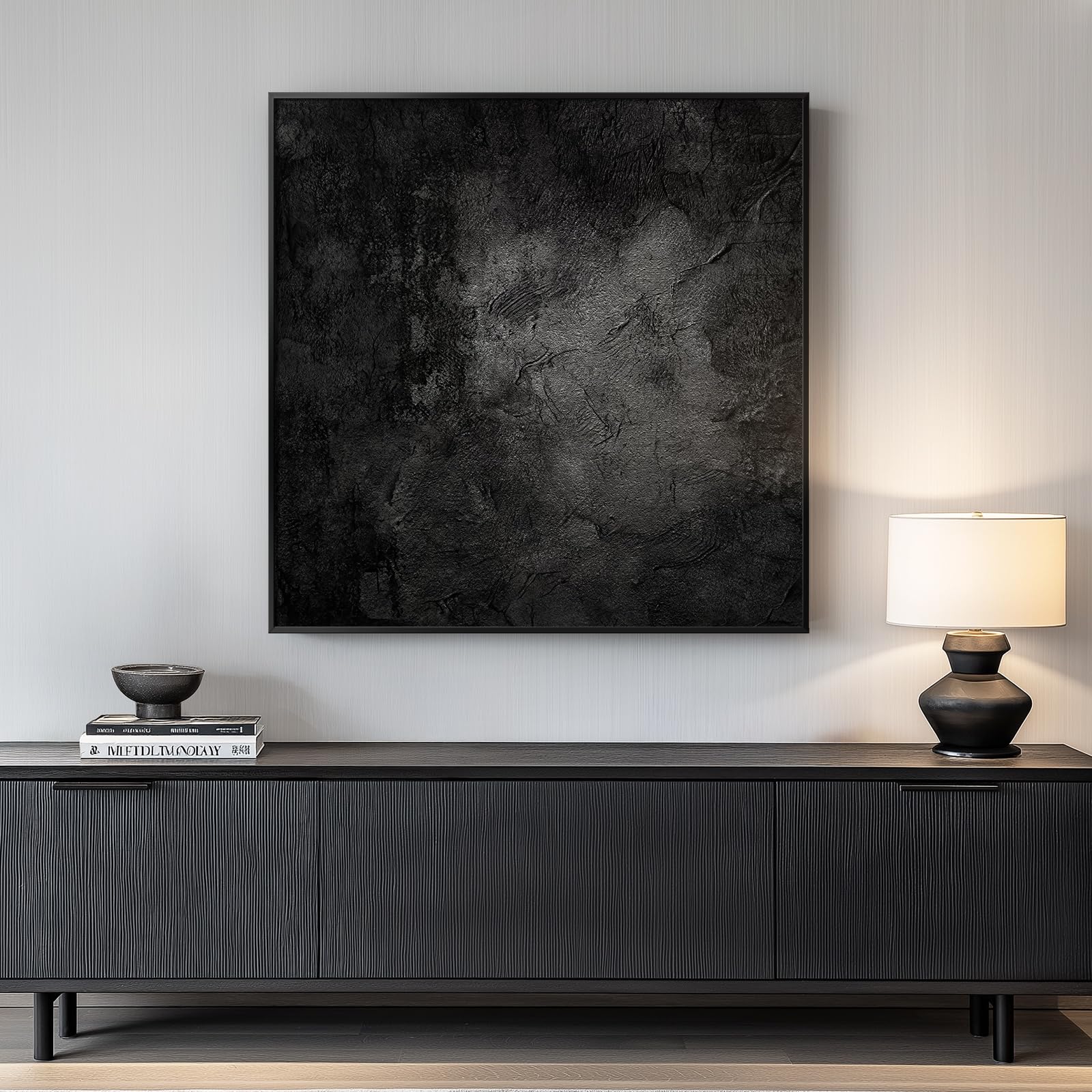 Framed Black Abstract Wall Art, Modern Canvas Prints Paintings Artwork ...