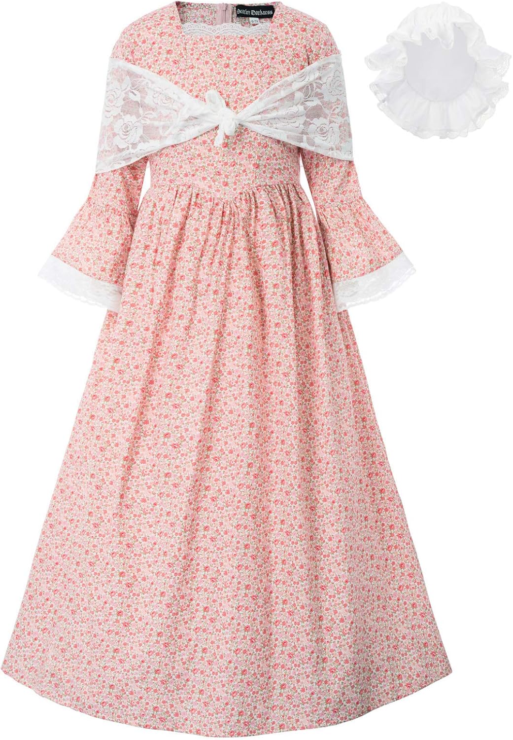 SCARLET DARKNESS Colonial Girls Dress Prairie Pioneer Costume : Amazon ...