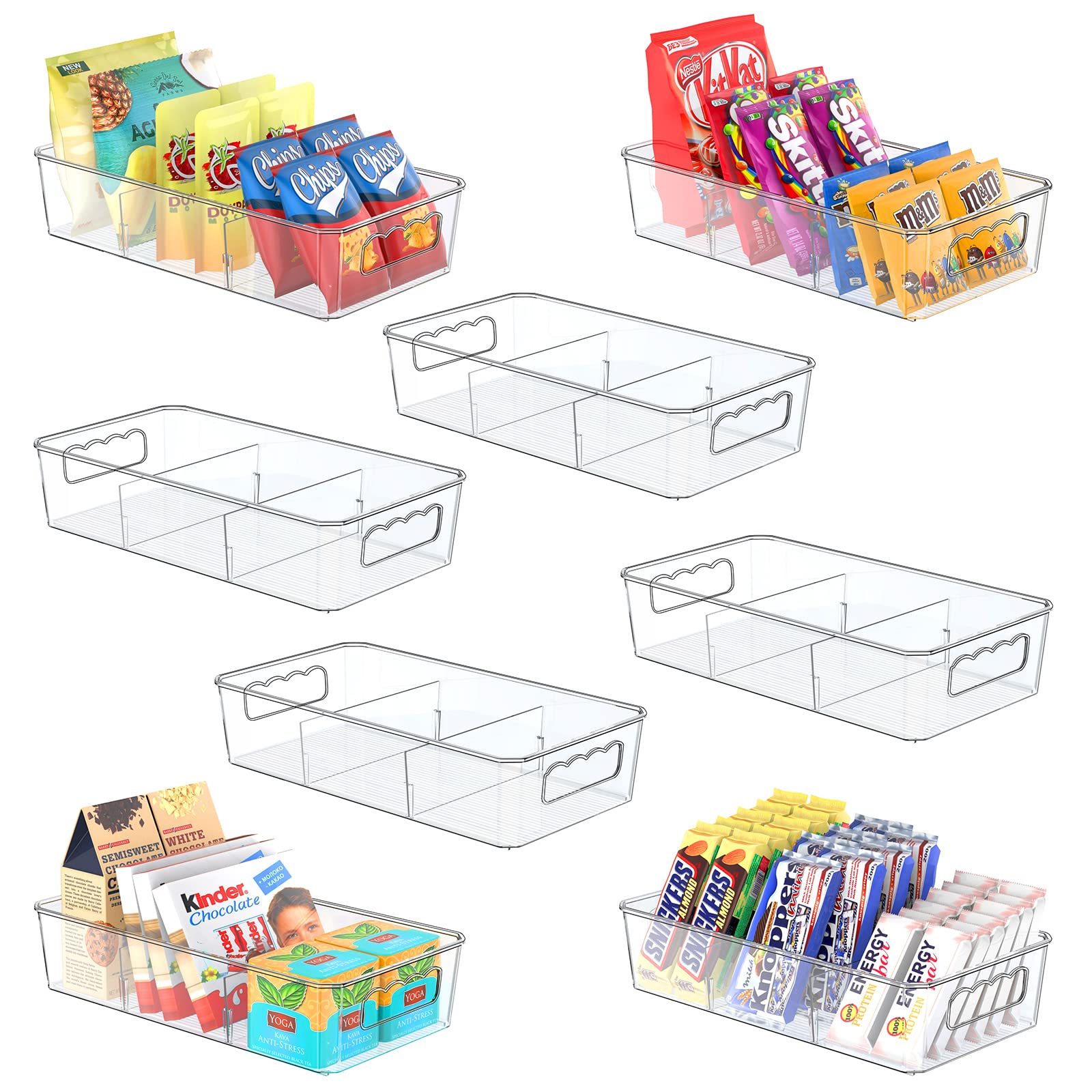 Clear Plastic Food Storage Organizer Bins,8 Pack Pantry Organizations ...
