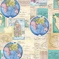 Amazon.com: Vintage Map Collage Cotton Fabric by The Yard, 1 Yard ...